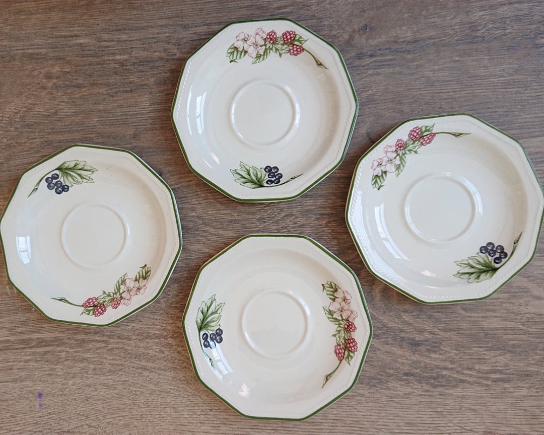 Vintage Set of 4 Saucers Floral Raspberry and Blueberry Pattern, THE ...