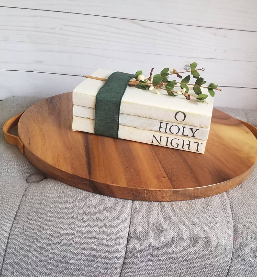 O Holy Night Christmas Book Stack. Stamped Bookstack. - Etsy