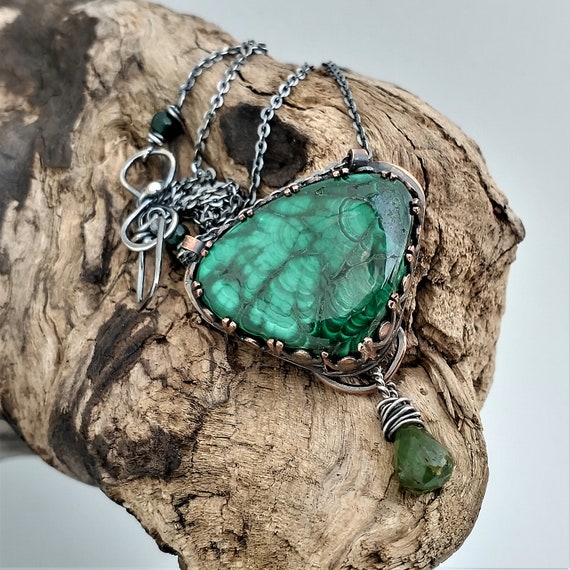 Malachite necklace etsy store