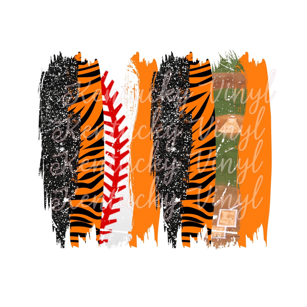 Orange and Black Tiger Baseball Brush Stroke PNG - Etsy