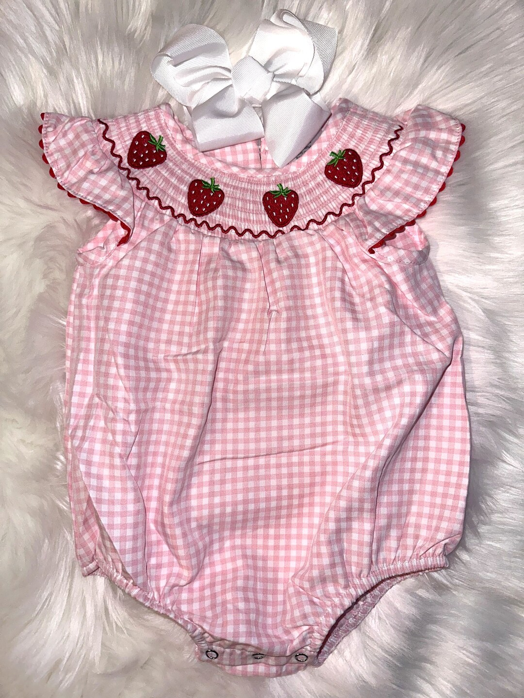 Strawberry Embroidered Romper for First Birthday, Summer Romper, Berry ...