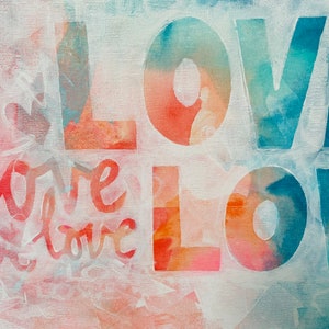 Colorful Wall Art, Love Painting, Heart Painting, Love Art, Modern Art ...