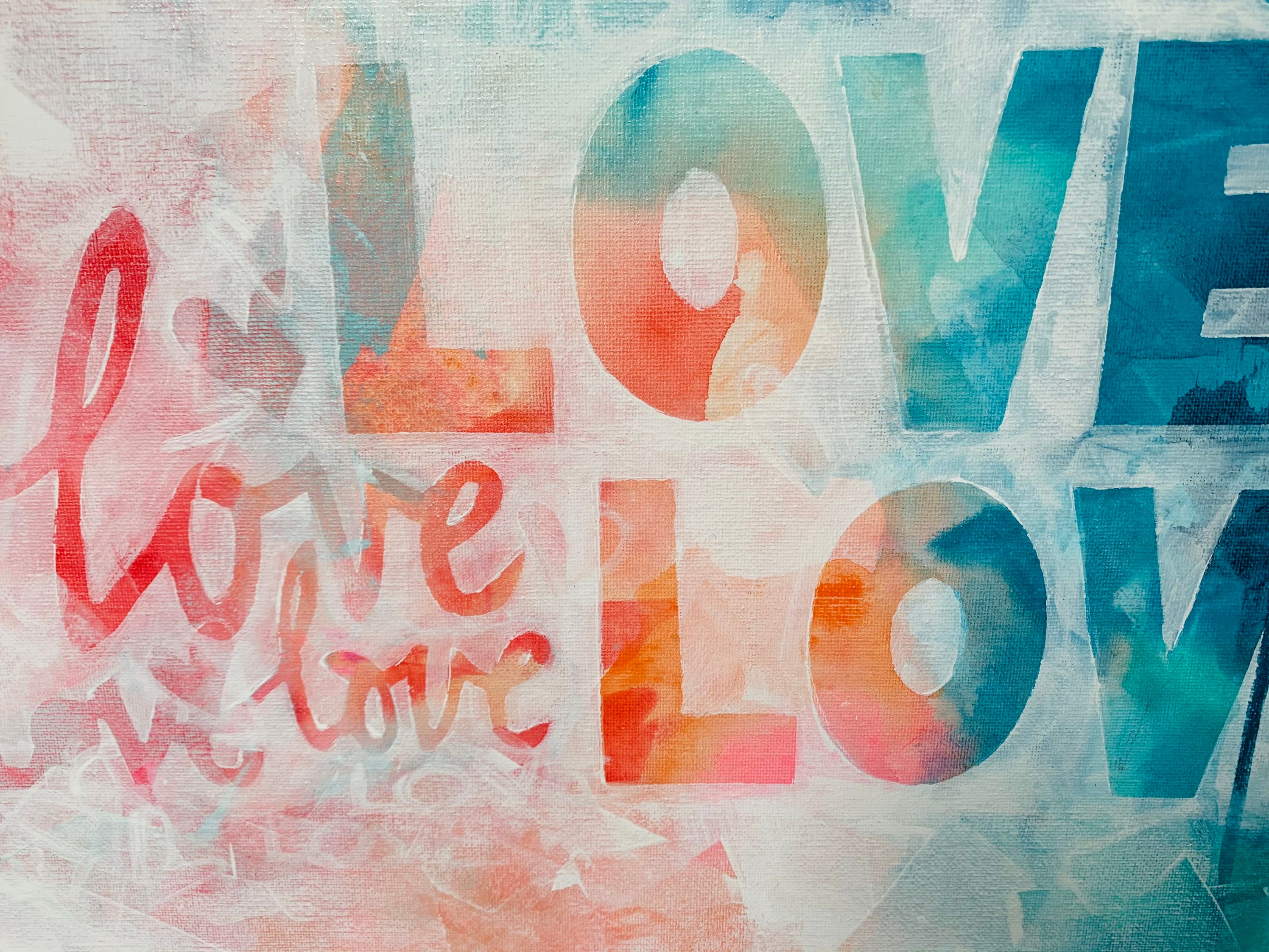 Colorful Wall Art, Love Painting, Heart Painting, Love Art, Modern Art ...