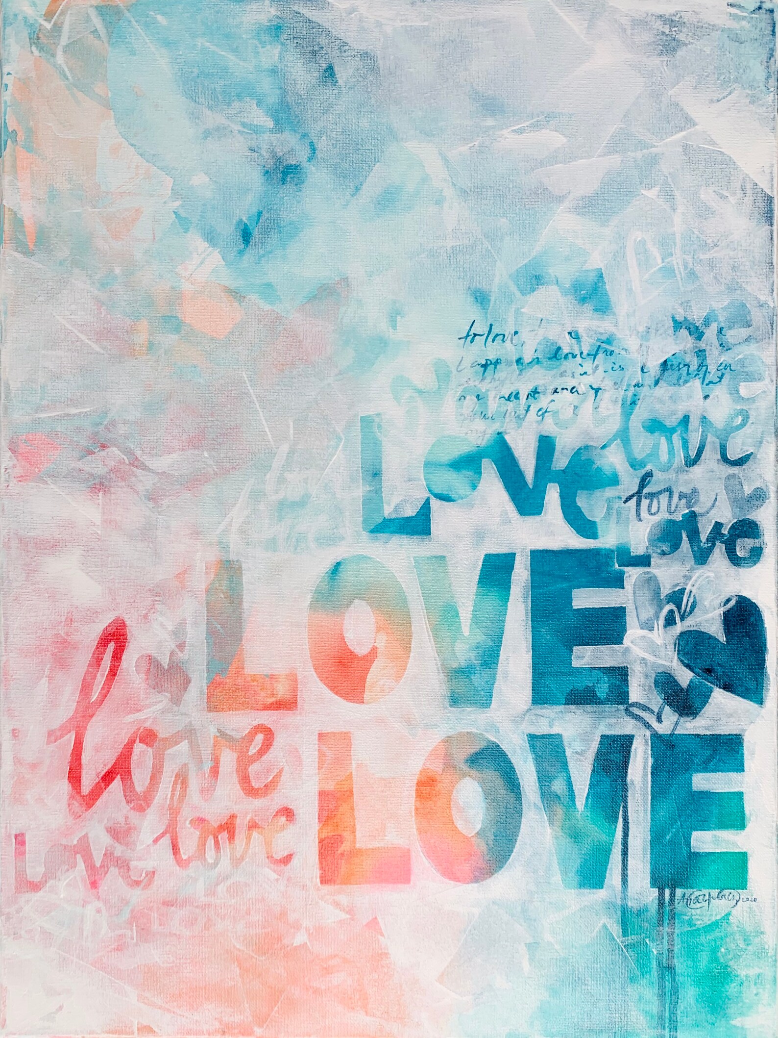 Colorful Wall Art, Love Painting, Heart Painting, Love Art, Modern Art ...
