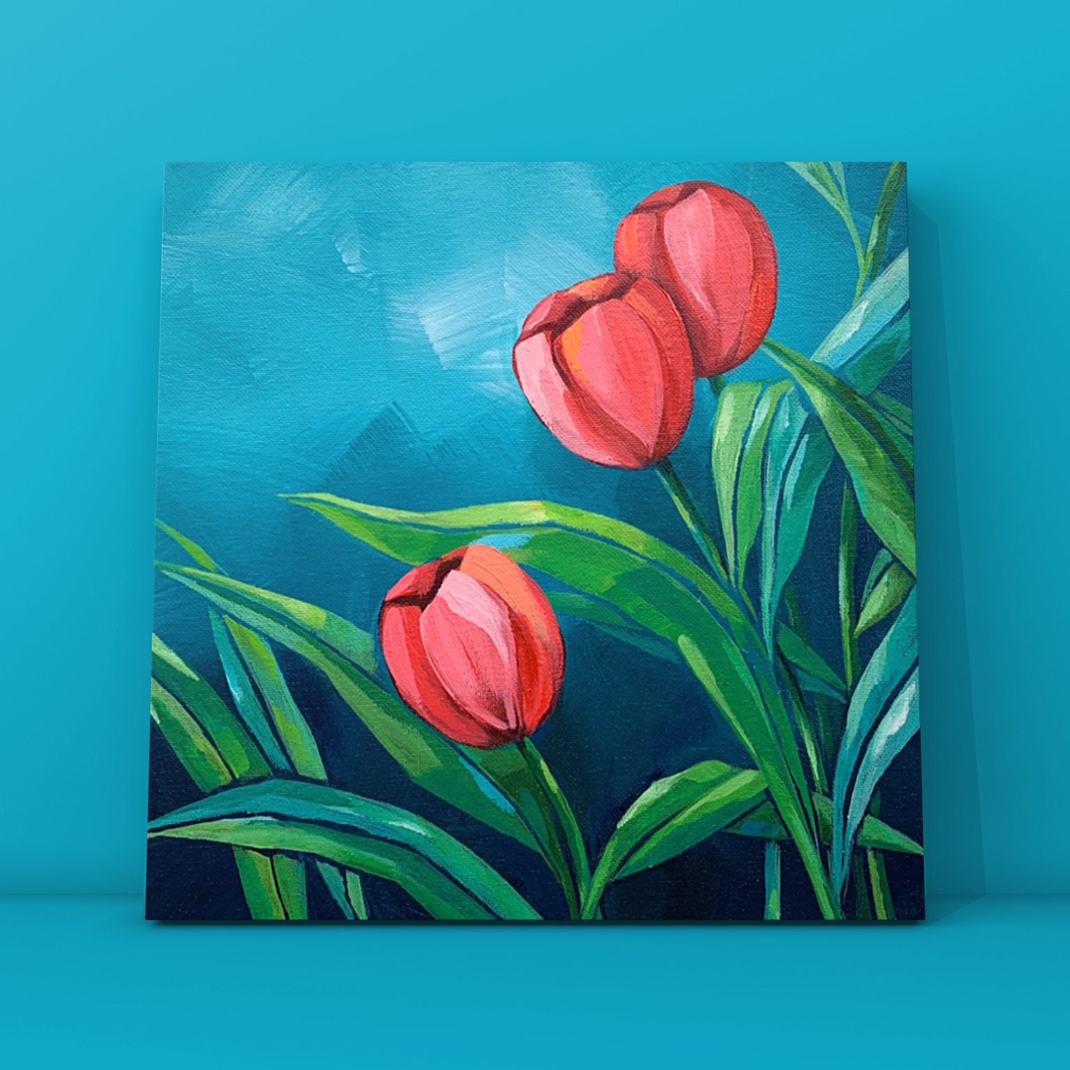 Floral Art on Canvas, Tulip Wall Art, Tulip Painting, Flower Art, Gift ...