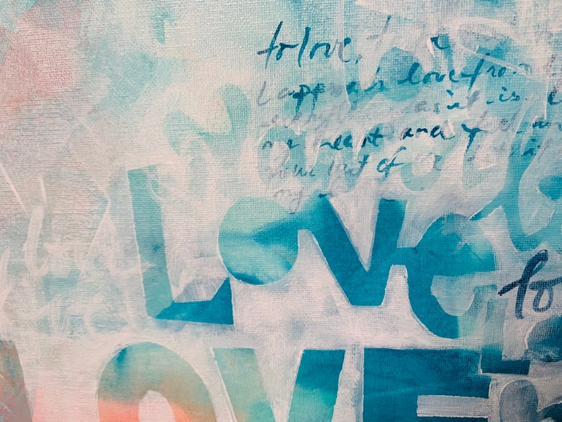 Colorful Wall Art, Love Painting, Heart Painting, Love Art, Modern Art ...