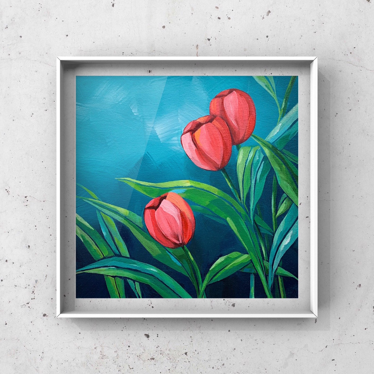 Floral Art on Canvas Tulip Wall Art Tulip Painting Flower - Etsy