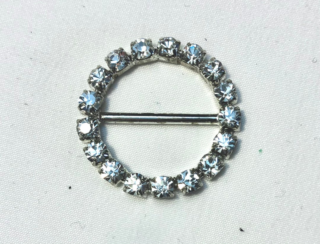 Set of 12 Single Row Crystal Rhinestone Slider Buckles, 1 Inch Diameter ...