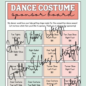 Dance Fundraiser Sponsor Board | Fill My Dance Board | Editable Canva ...