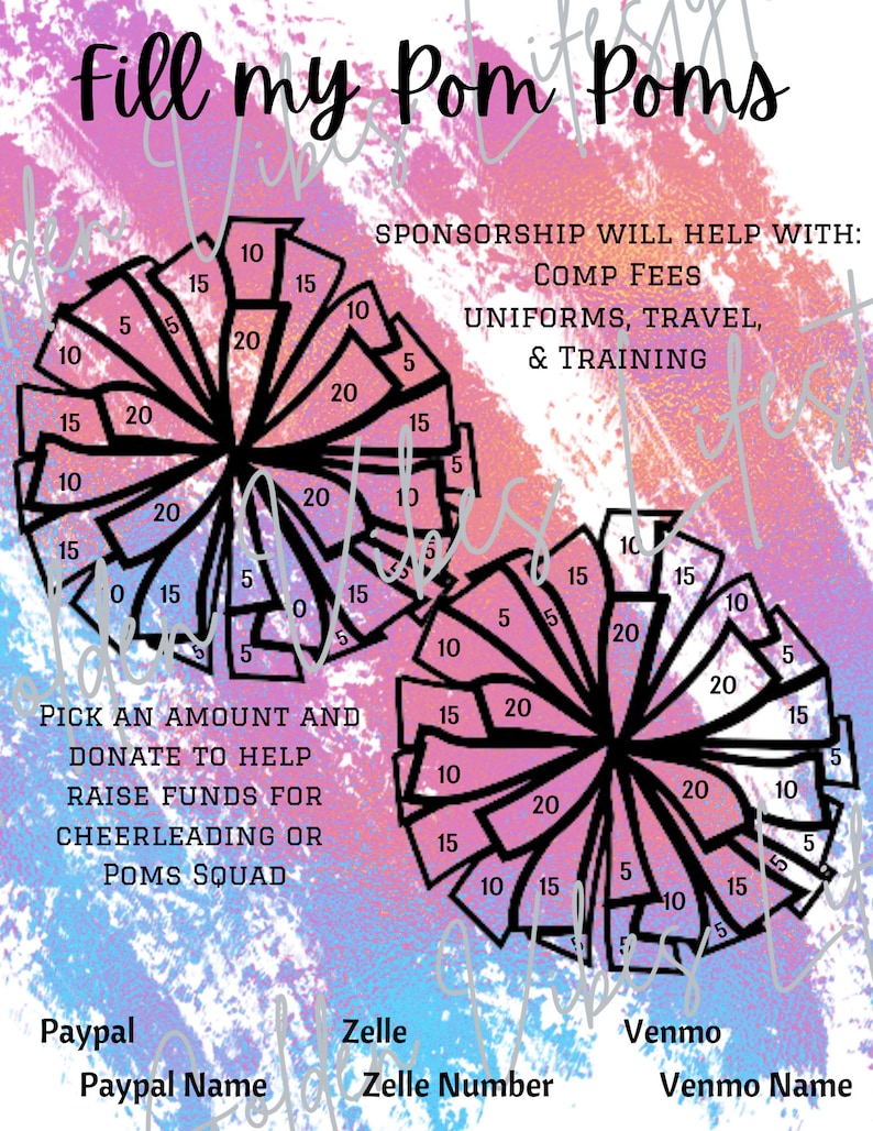 Cheer Fundraiser Flyer | Fill My Pom Poms | Editable Canva Template ...