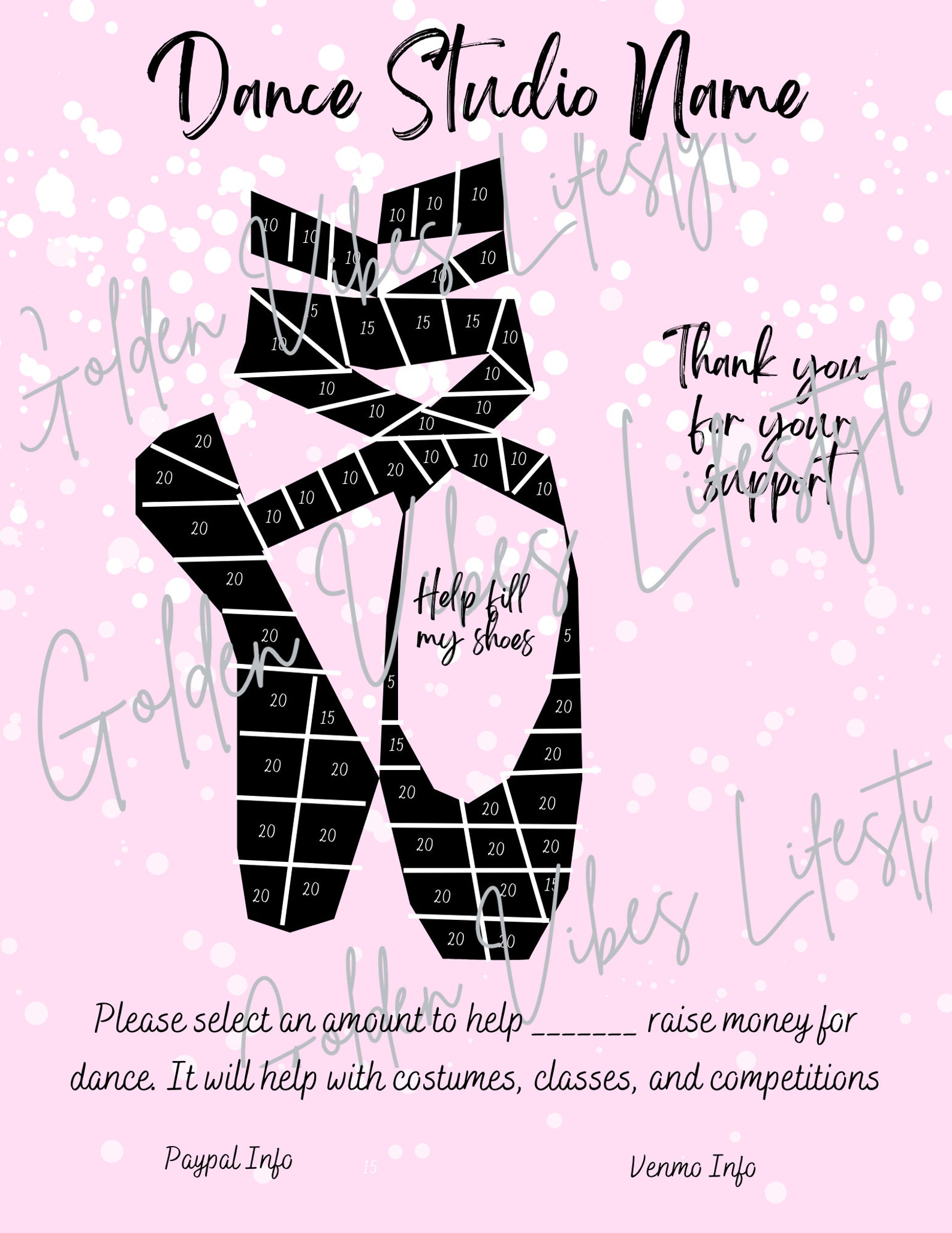 Fill My Shoes, Dance Fundraiser, Editable Canva Template, Printable ...