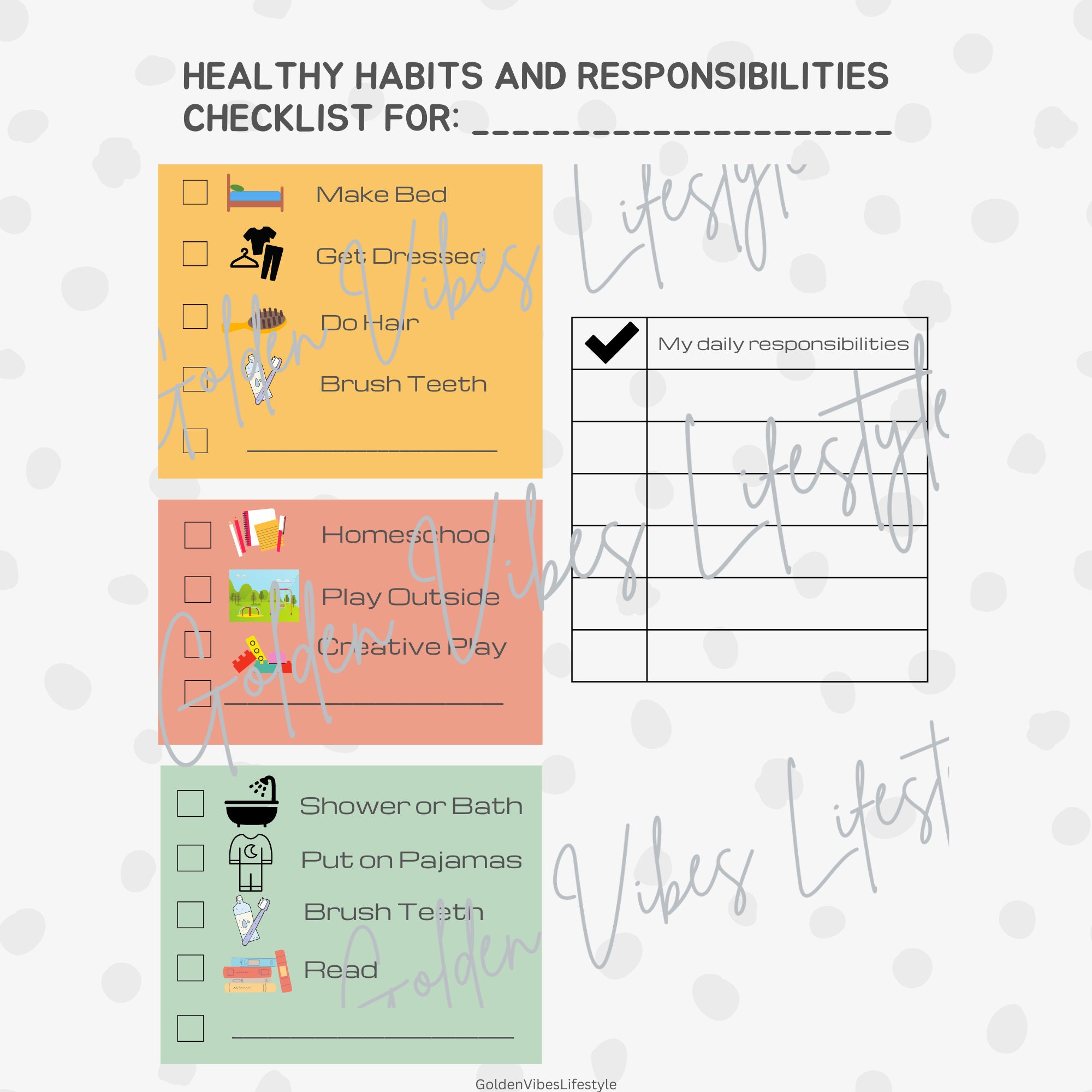 Homeschool | Healthy Habits | Responsibility Cards | Visual Schedule ...