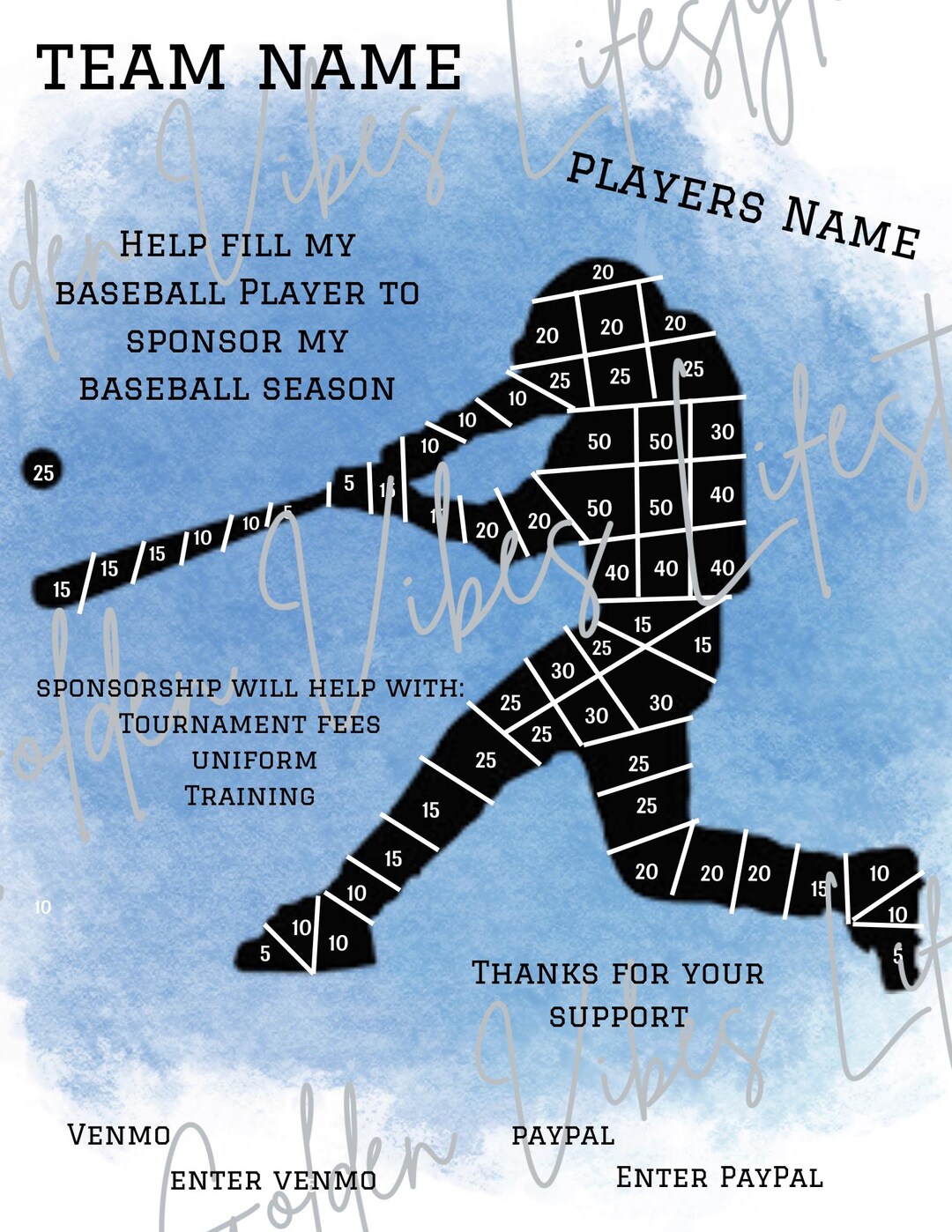Baseball Fundraiser Flyer | Fill My Player | Editable Canva Template ...