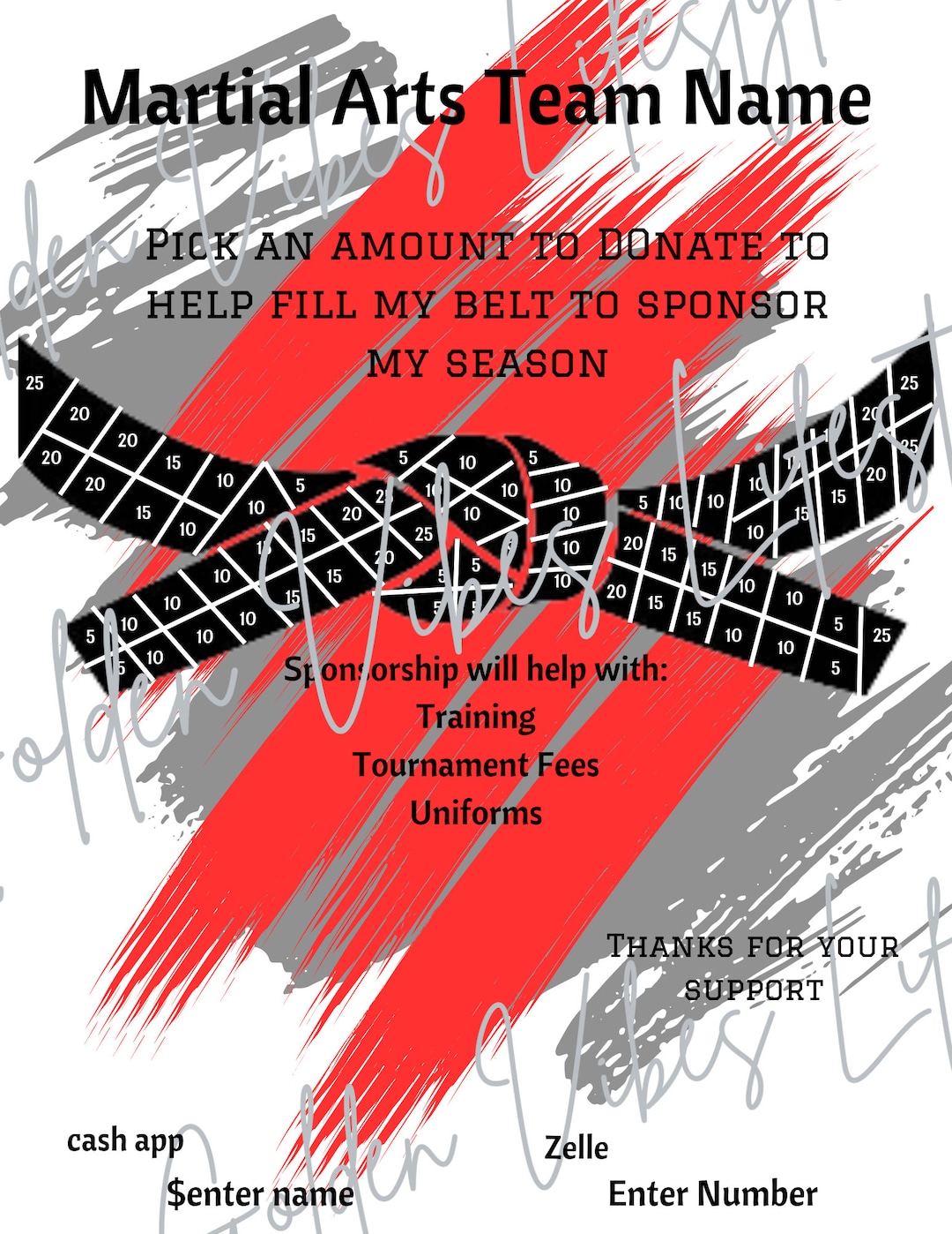 Martial Arts Fundraiser Flyer | Fill My Belt | Editable Canva Template ...