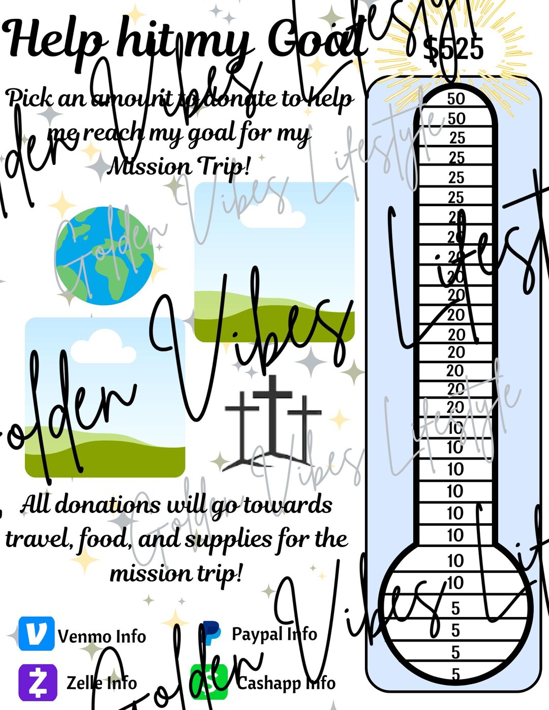 Mission Trip Fundraiser Template | Hit My Goal | Editable Canva ...