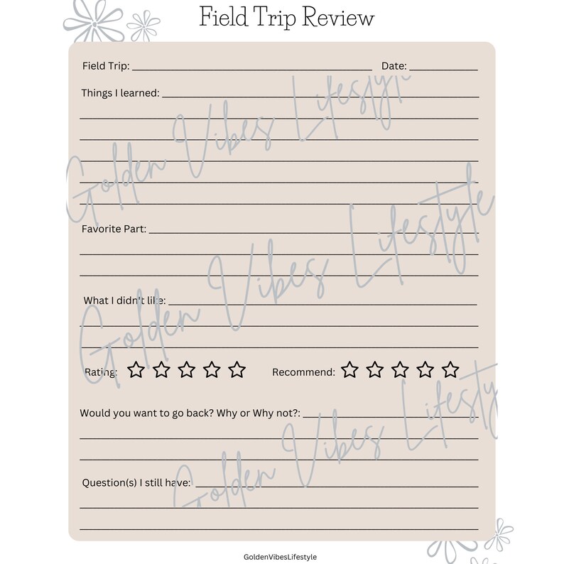 Homeschool Field Trip Planner: Printable Tracker (digital Download) - Etsy
