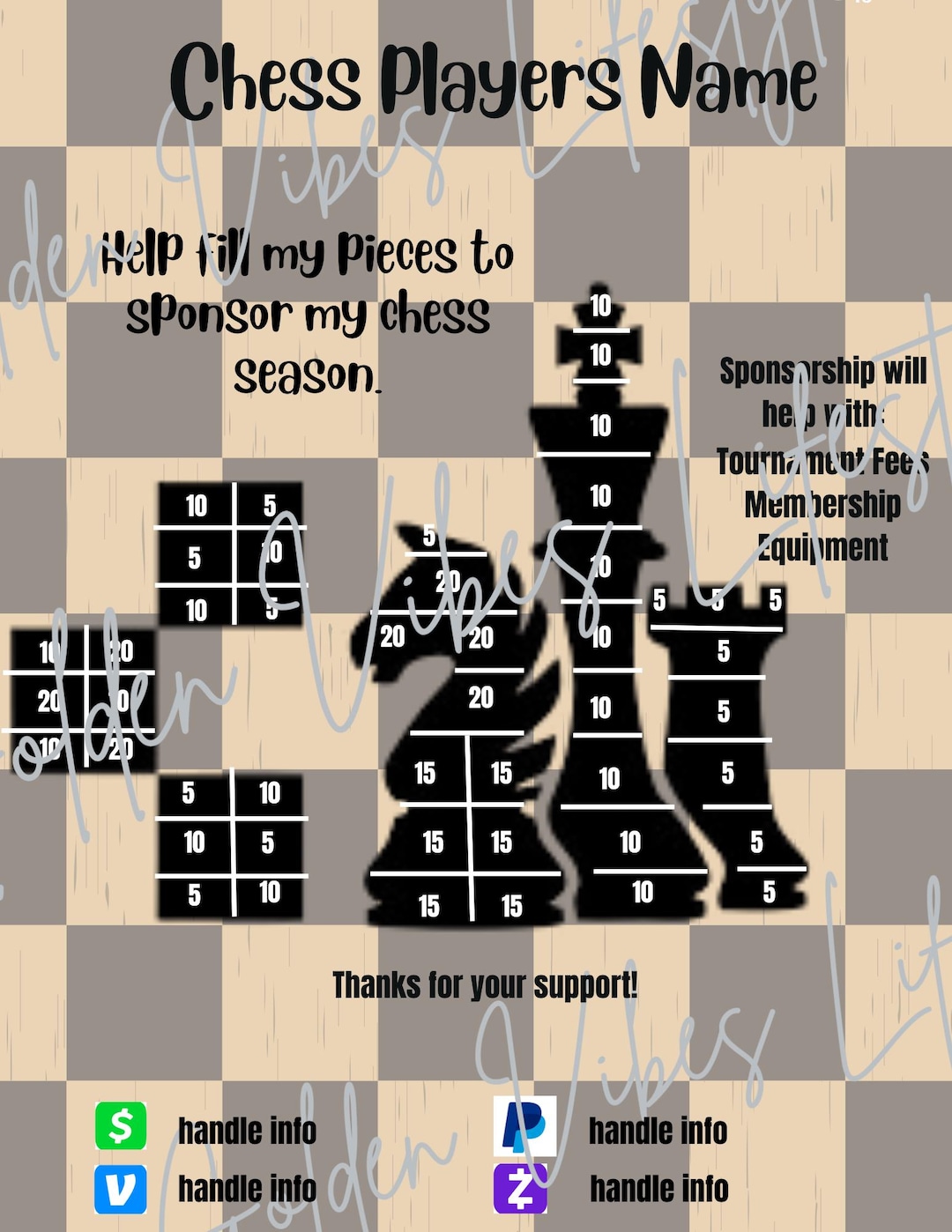 Chess Fundraiser Template | Fill My Chess Board | Editable Canva ...