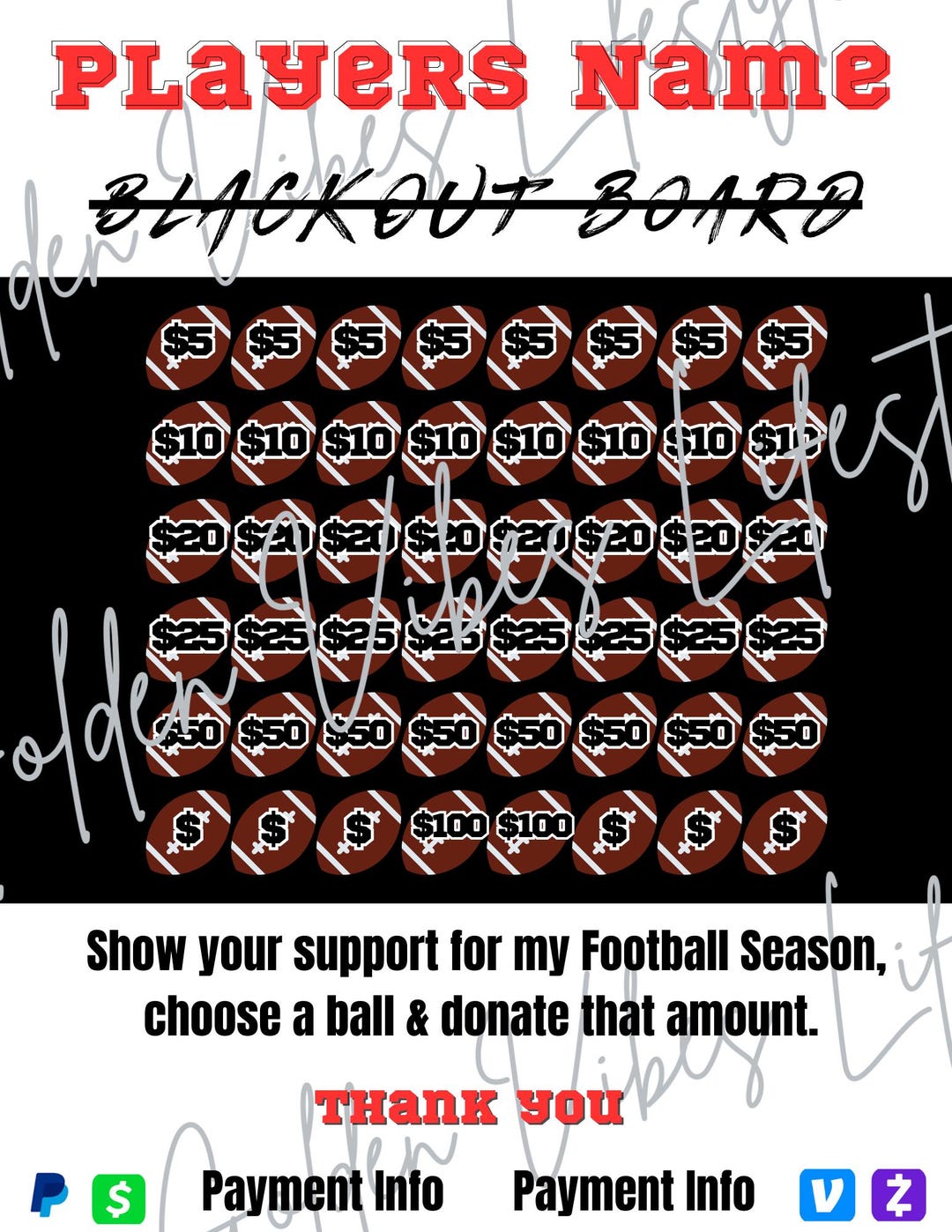 Football Blackout Board Fundraiser Flyer | Football Sponsorship ...