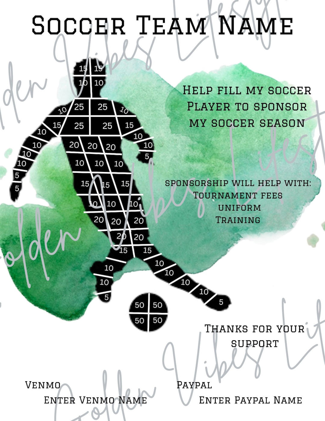Soccer Fundraiser Flyer | Fill My Soccer Player | Editable Canva ...
