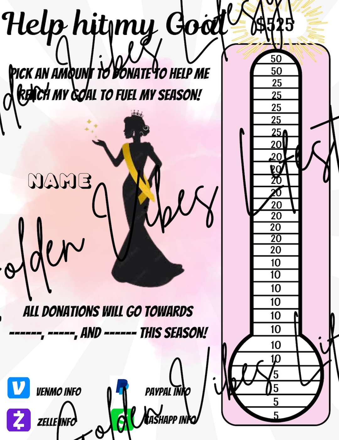 Pageant Hit My Goal, Pageant Fundraiser, Pageant Sponsorship, Editable ...