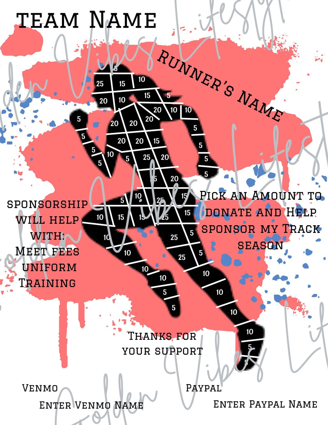 Female Track Flyer, Fill My Runner, Track Fundraiser, Track, Editable ...