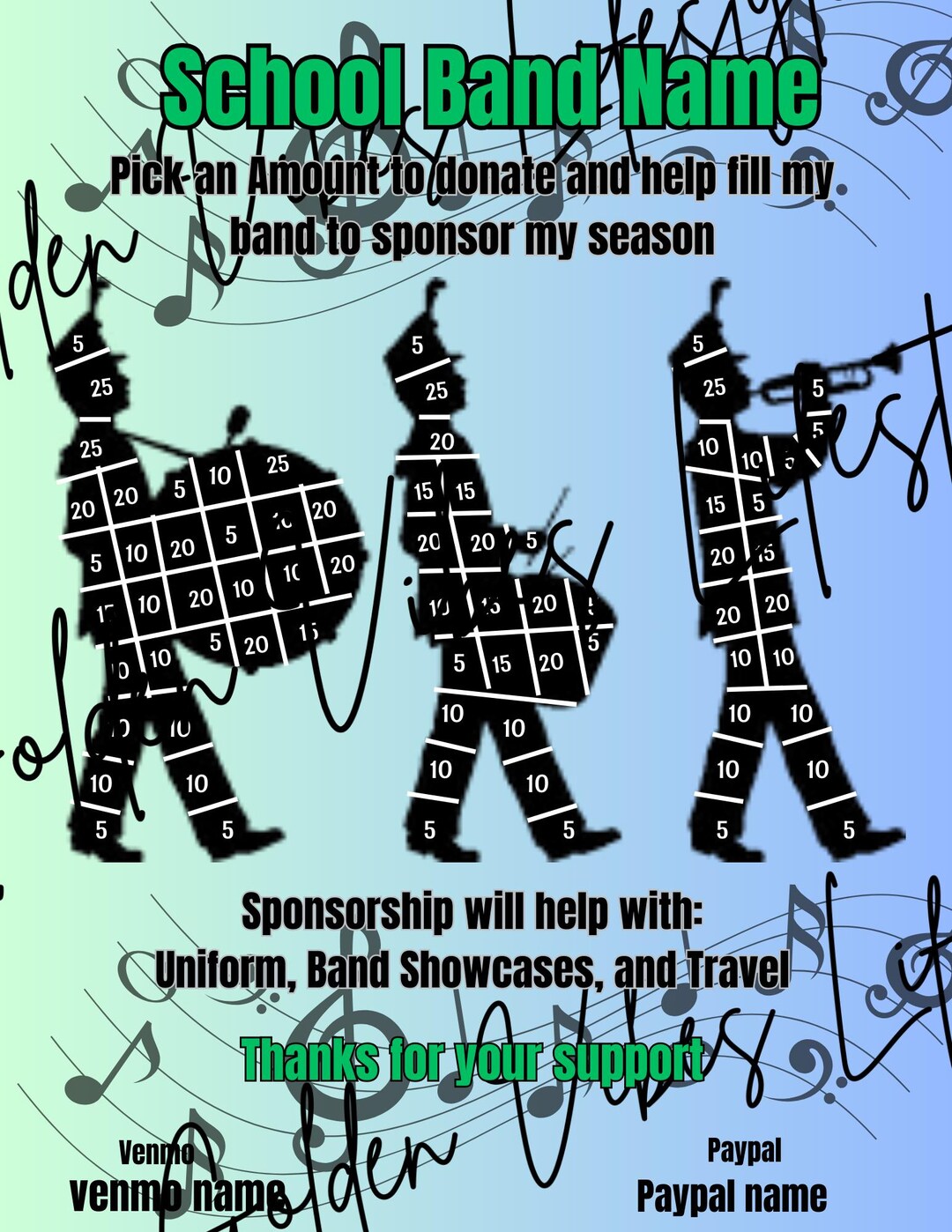 Marching Band Fundraiser Flyer | Fill My Marching Band | Editable Canva ...