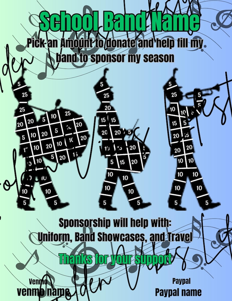 Marching Band Fundraiser Flyer | Fill My Marching Band | Editable Canva ...