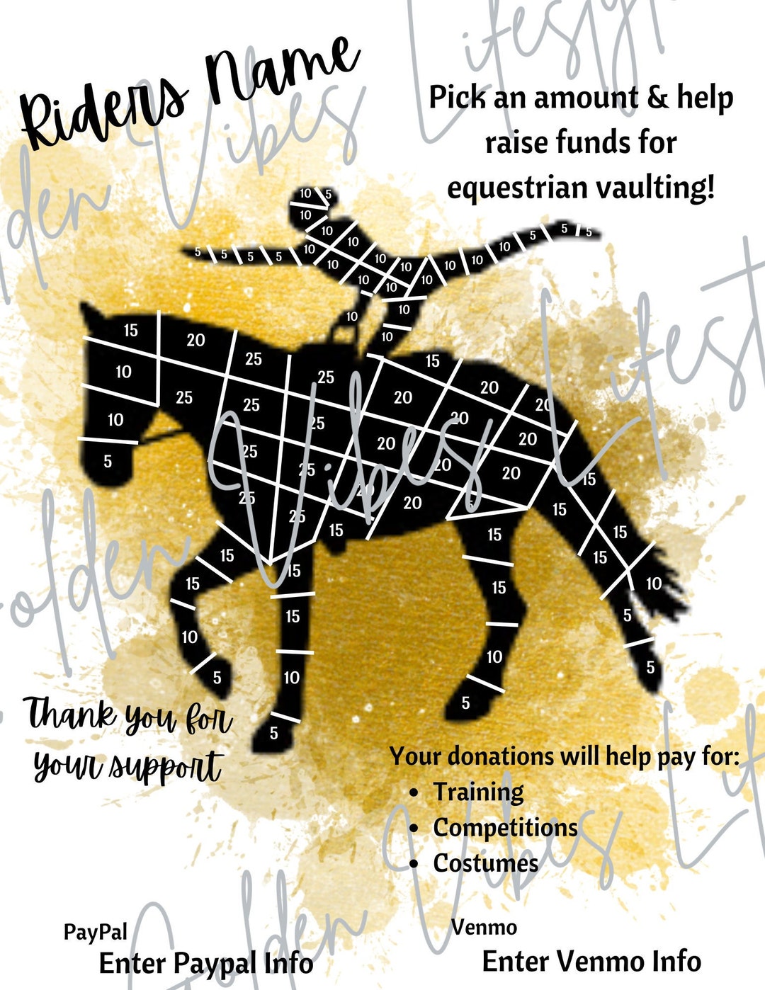 Equestrian Vaulting Fundraiser Flyer: Editable Canva Template (digital ...