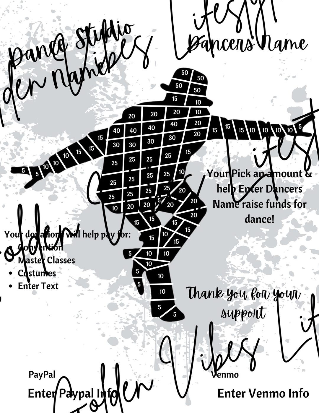 Dancer Flyer, Fill My Tapper, Dance Fundraiser, Editable Canva Template ...
