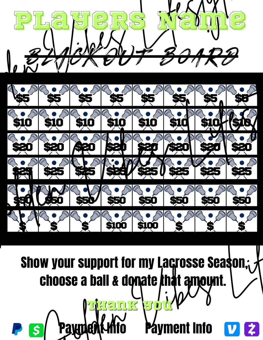 Lacrosse Blackout Fundraiser Template: Editable Canva Flyer (digital ...