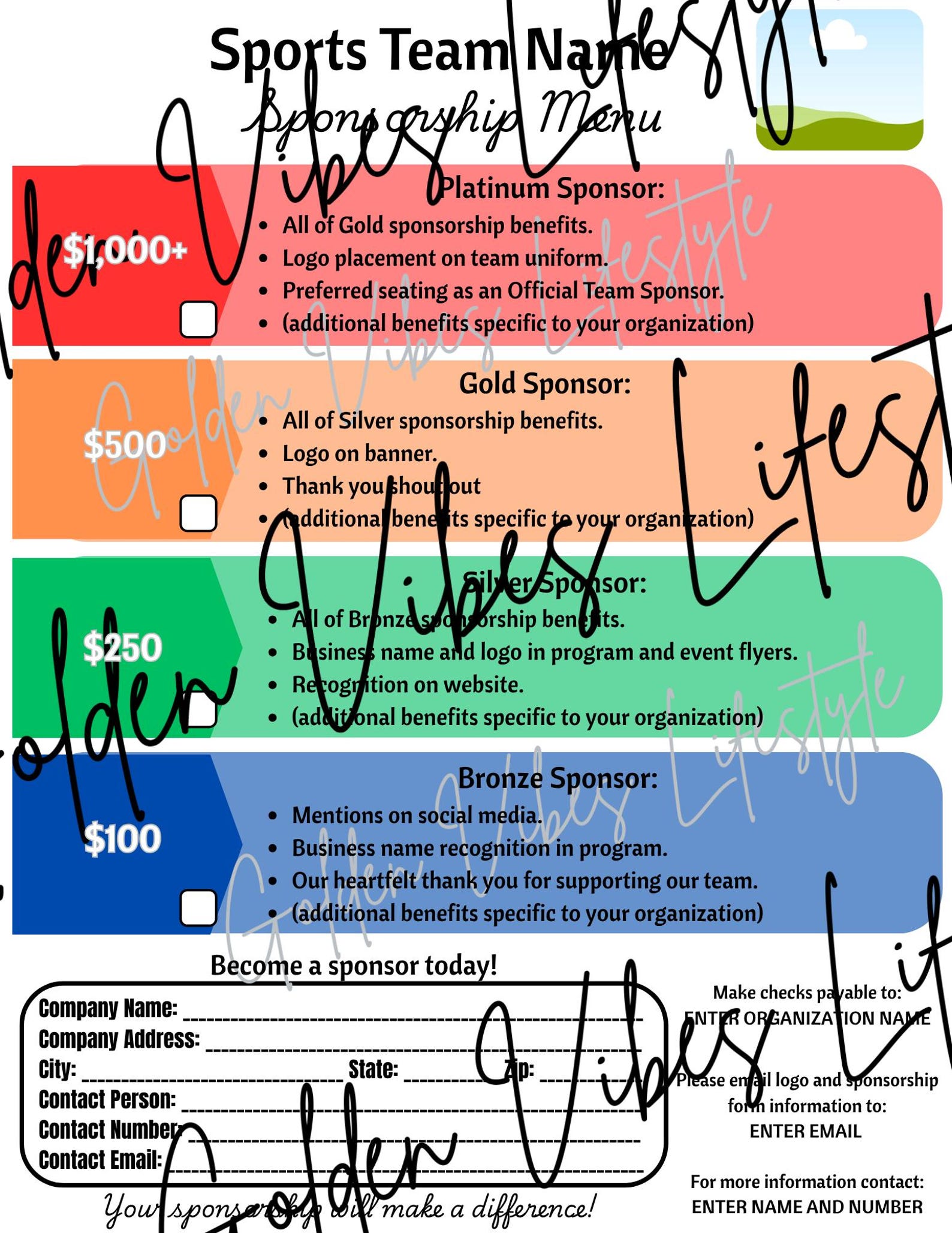 Sports Sponsorship Menu | Editable Canva Template | Digital Download ...