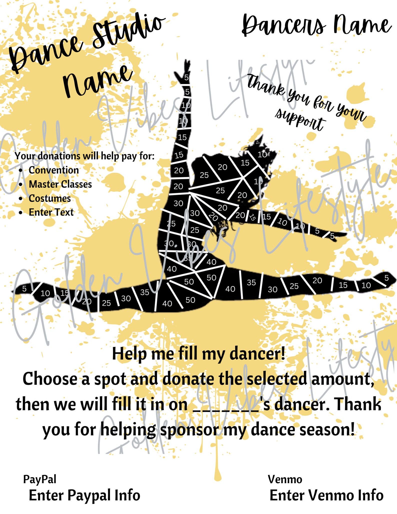 Dance Fundraiser Flyer | Fill My Dancer | Editable Canva Template ...