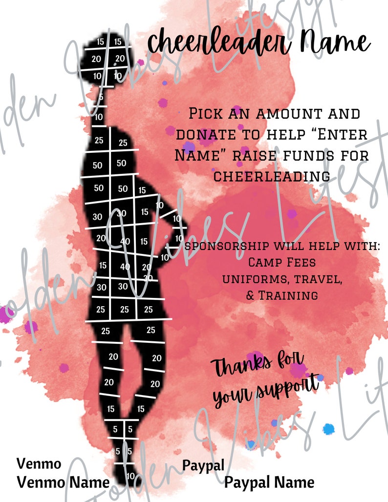 Cheer Flyer, Fill My Cheerleader, Cheer Fundraiser, Editable Canva ...