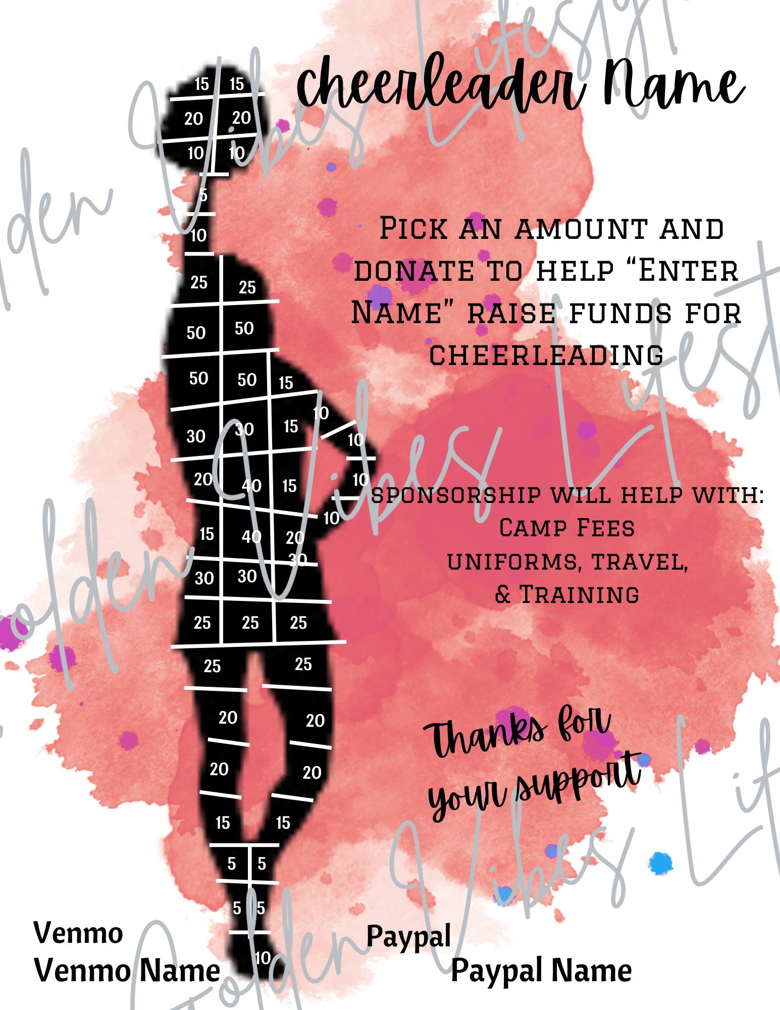 Cheer Flyer, Fill My Cheerleader, Cheer Fundraiser, Editable Canva ...