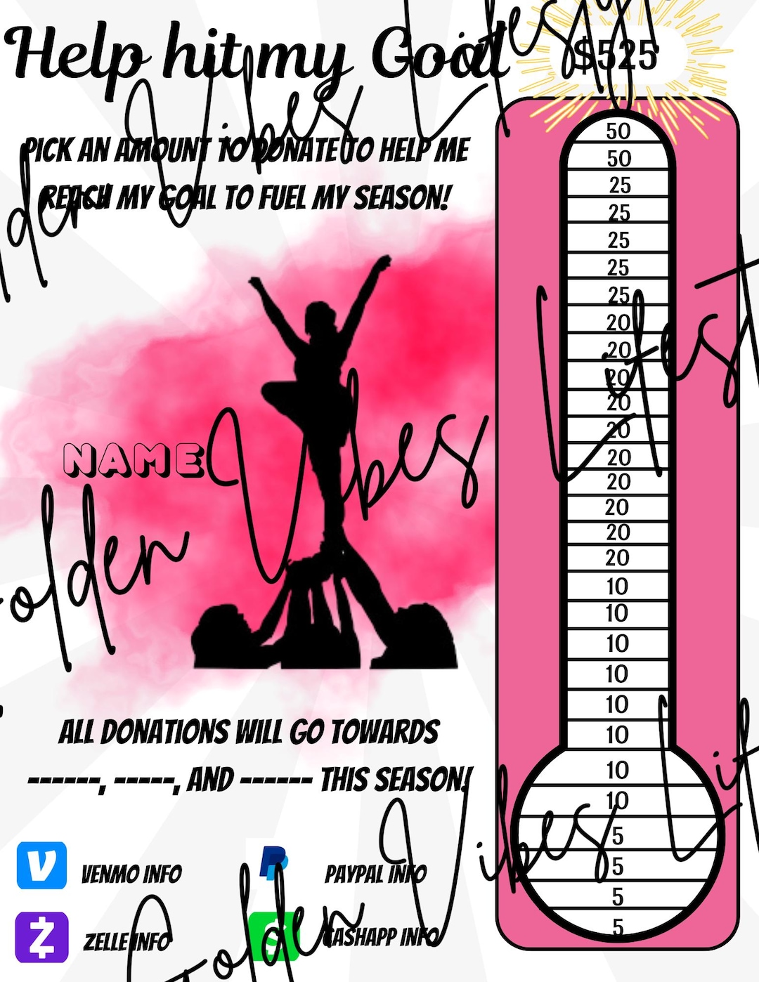 Cheerleading Hit My Goal, Cheerleading Sponsorship, Cheer Fundraiser ...