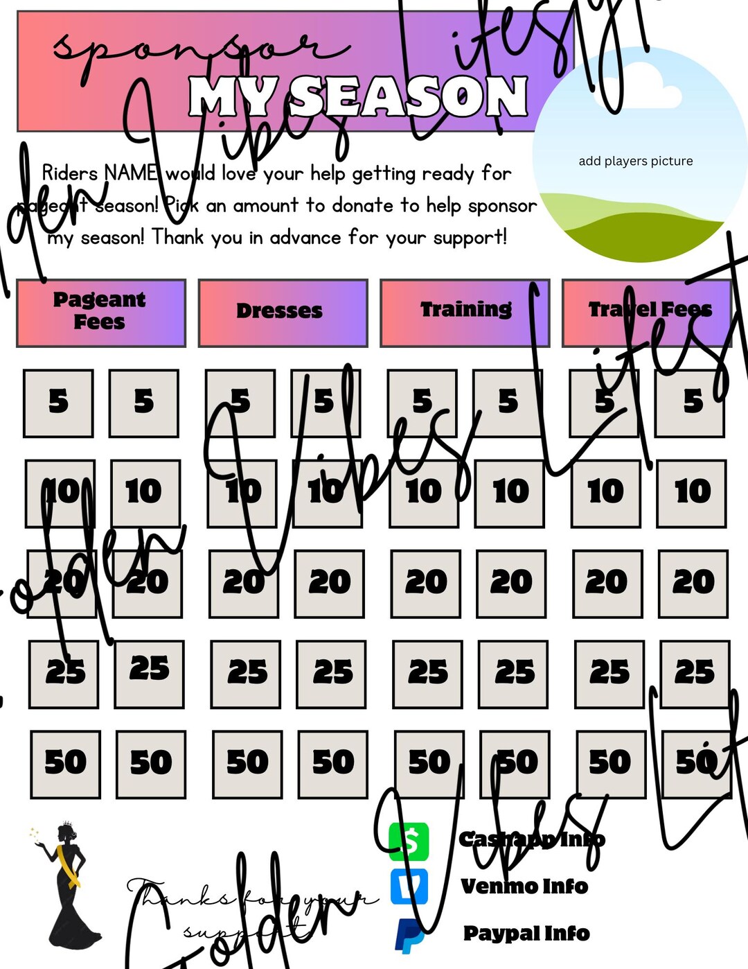 Pageant Fundraiser Template | Sponsor My Season | Editable Canva ...