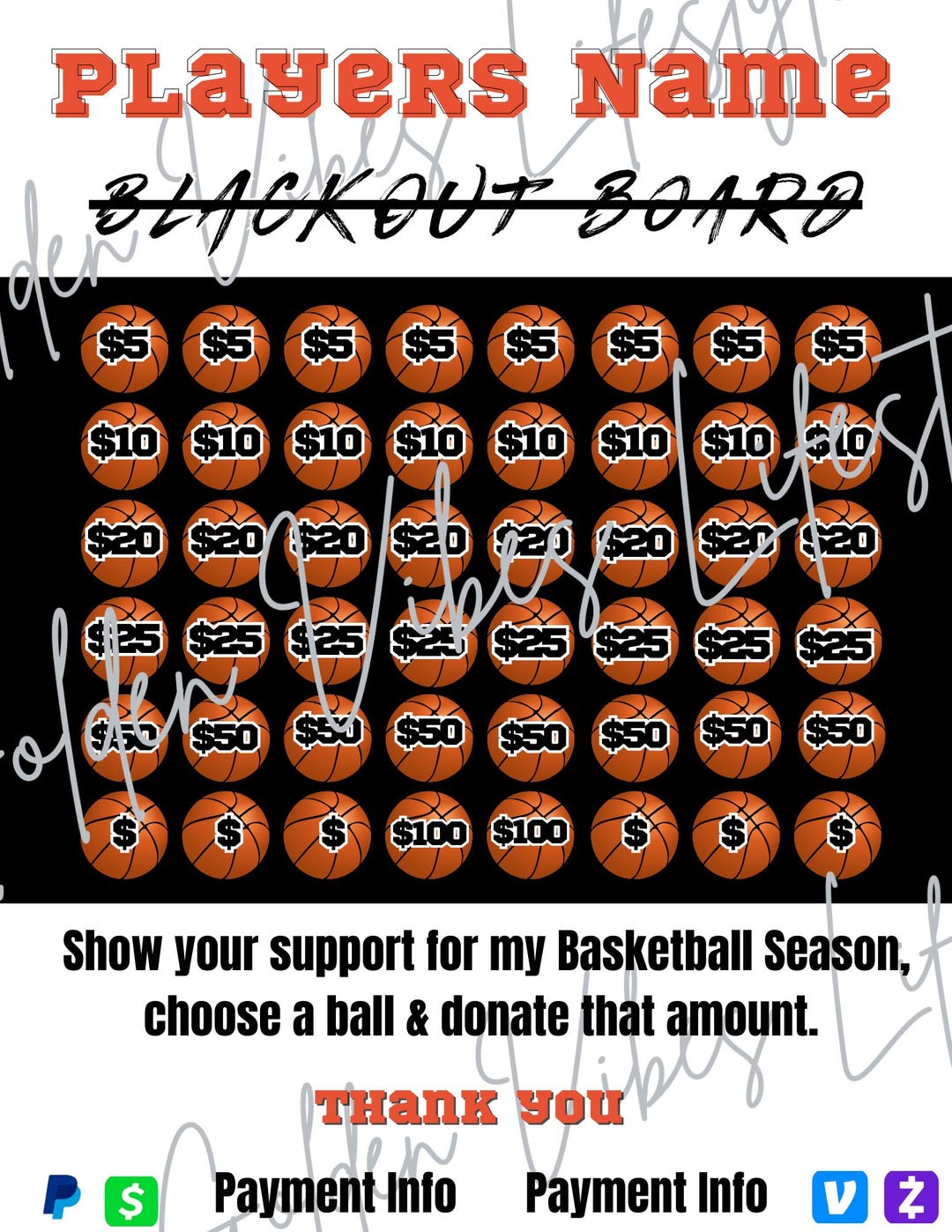 Basketball Blackout Board Fundraiser Flyer | Editable Canva Template ...