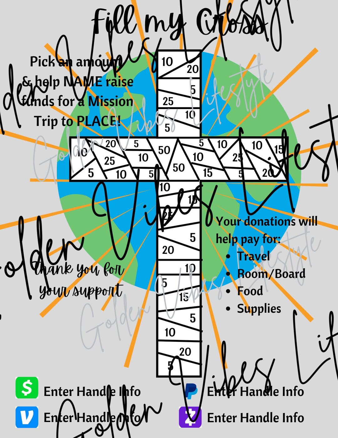 Mission Trip Fundraiser Template | Fill My Cross | Editable Canva ...