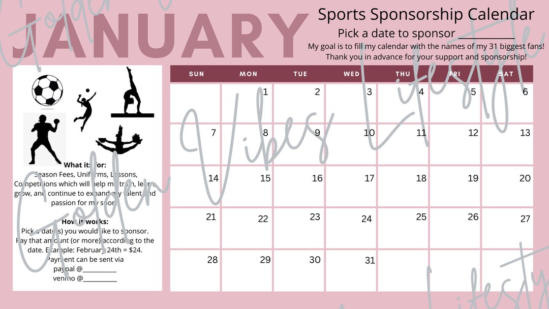 Sports Calendar Fundraiser Template: Editable Canva Flyer (digital ...