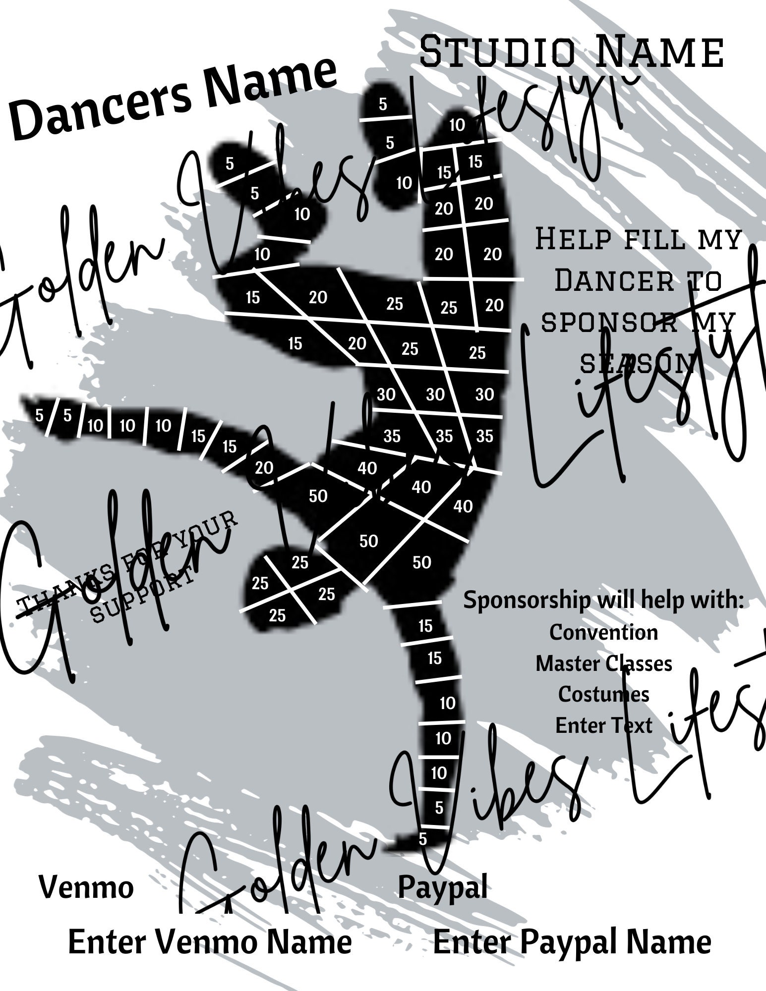 Fill My Dancer, Male Dancer, Hip Hop Dancer, Dance Fundraiser, Editable ...