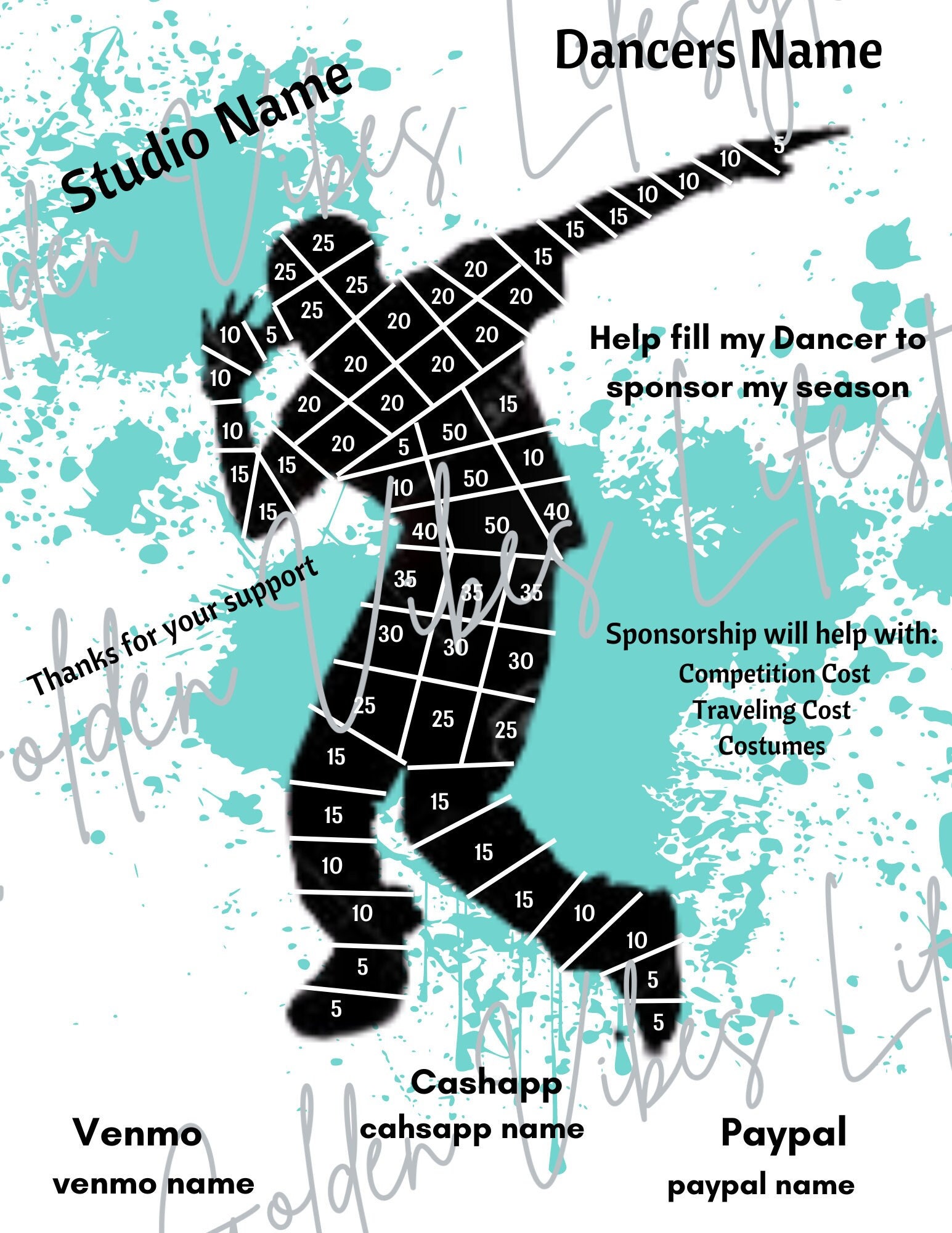 Hip Hop Fill My Dancer, Male Dancer, Dancer, Dance Fundraiser, Editable ...