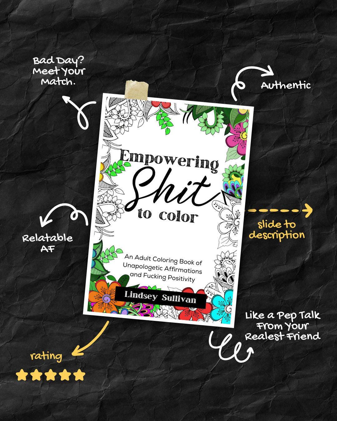 Empowering Shit to Color, Adult Curse Word Coloring Book, Motivational ...