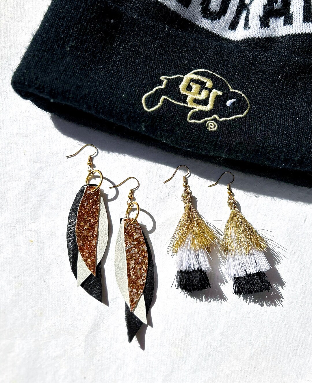 University of Colorado Buffalo, CU Buffs Earrings: Layered Leather ...