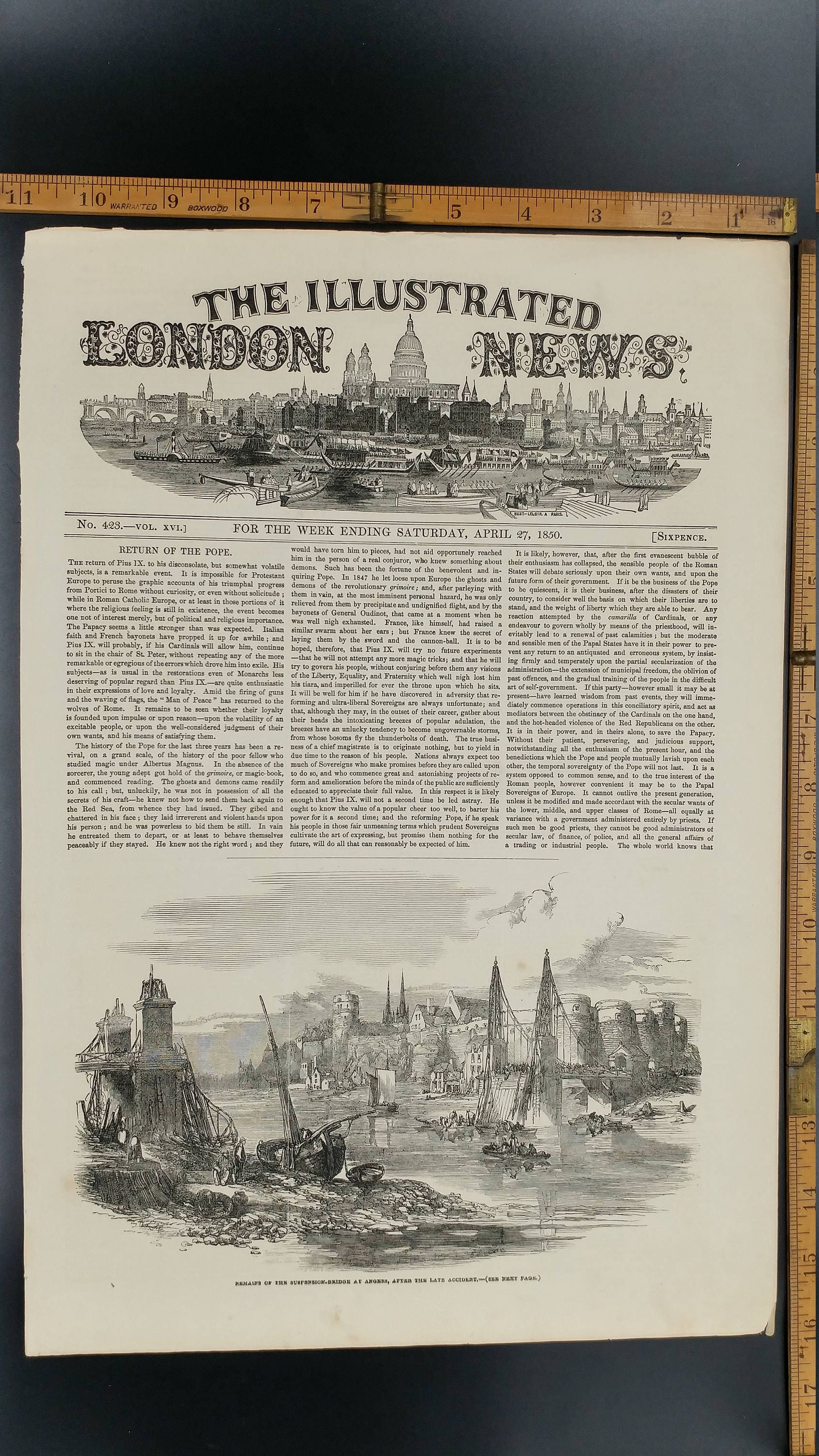 Remains of Suspension Bridge at Angers After Accident. Return - Etsy