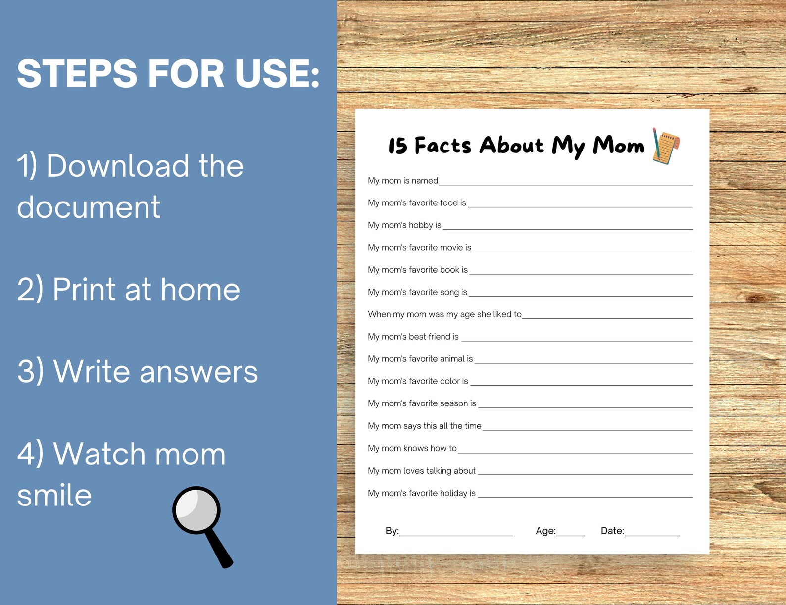 Facts About My Mom Mother's Day Kid Activity Printable PDF to Mom From ...