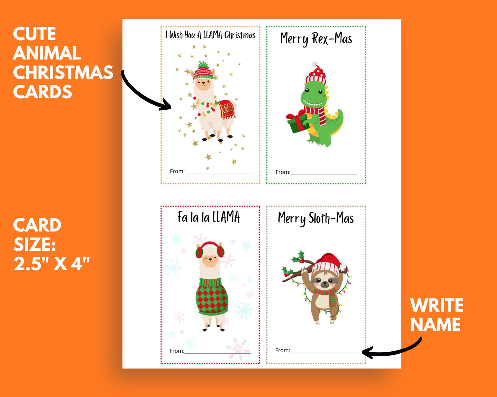 Llama Holiday Cards Printable Sloth Christmas Activity - Etsy