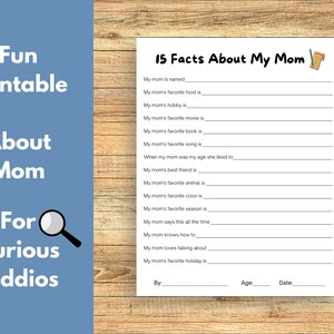 Facts About My Mom Mother's Day Kid Activity Printable PDF to Mom From ...