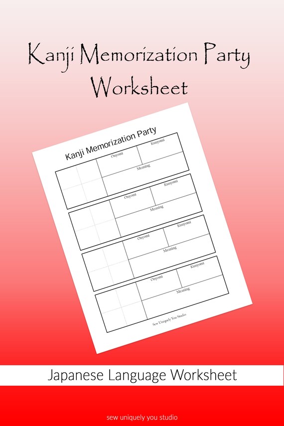 Learn Japanese Worksheet Language Printable PDF Kanji | Etsy