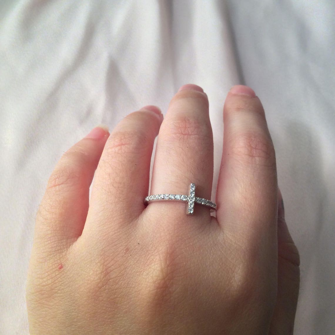 Cross Ring ~ Silver Cross Ring ~ Sideways Cross Ring- Gift Box - - Etsy