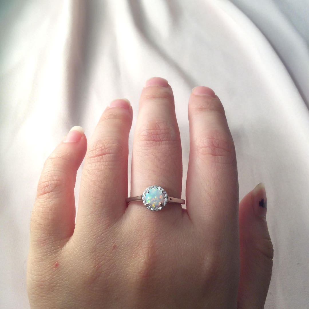 Opal Ring ~ Silver Opal Ring ~ Opal Square Ring ~ Women's Opal Ring ...
